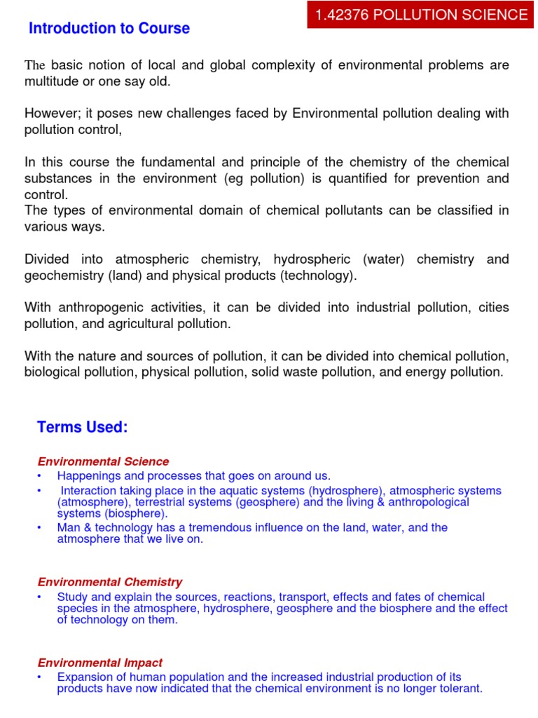 Intro and Overview To Pollution Science | PDF