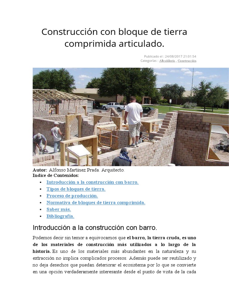 Construcción con bloque de tierra comprimida articulado | PDF ...