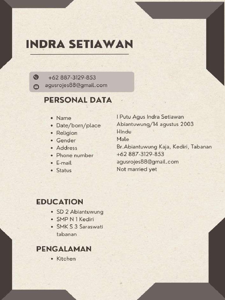 Cv Indra Setiawan | PDF