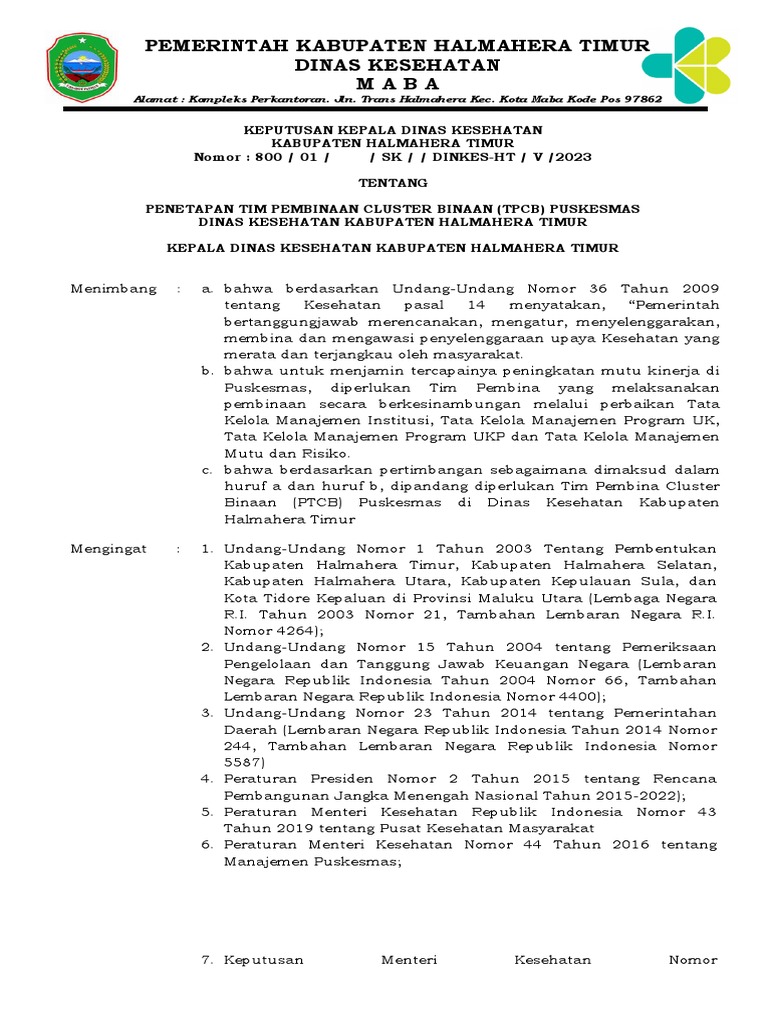 SK TPCB Dinkes 2023 | PDF