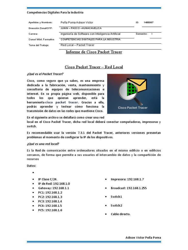 Red Local en Cisco Packet Tracer | PDF | Protocolos de internet ...