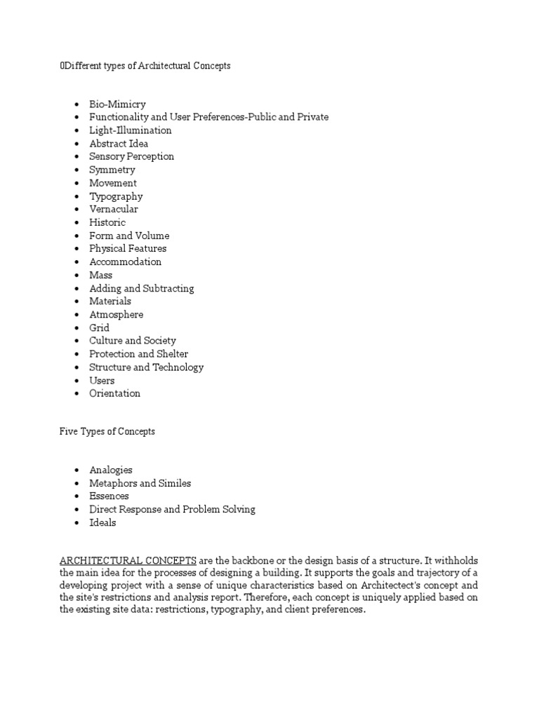 Different Types of Architectural Concepts | PDF