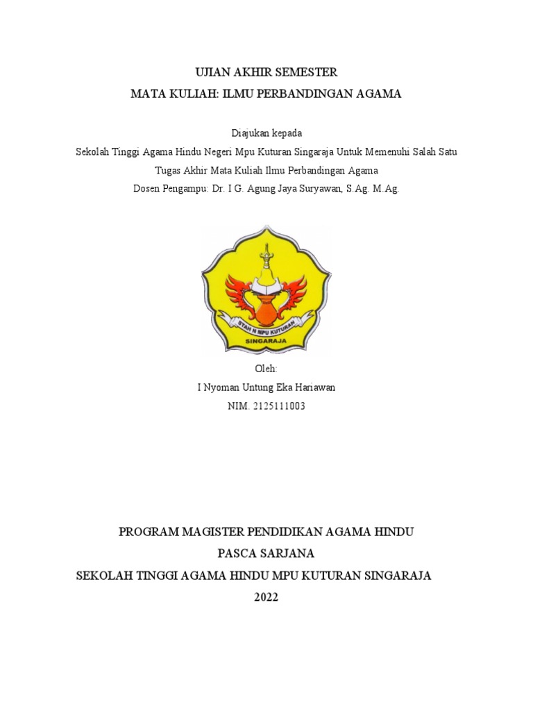 2125111003-UAS MK Perbandingan Agama | PDF