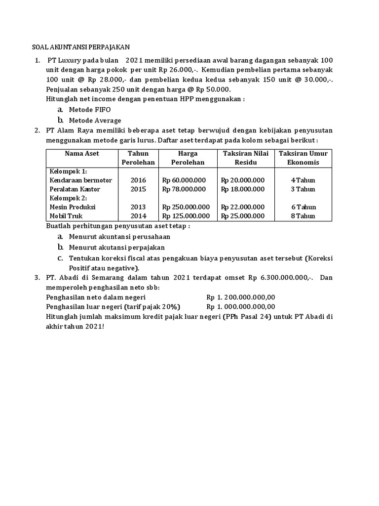 Soal Akuntansi Perpajakan | PDF