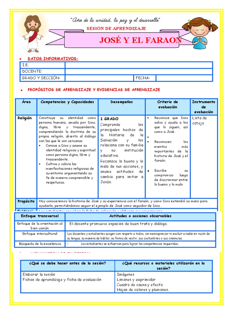 1º E6 S3 Sesion D2 Religión Jose y El Faraon | PDF | Dios 1º E6 S3 Sesion D2 Religión Jose y El Faraon | PDF | Dios
