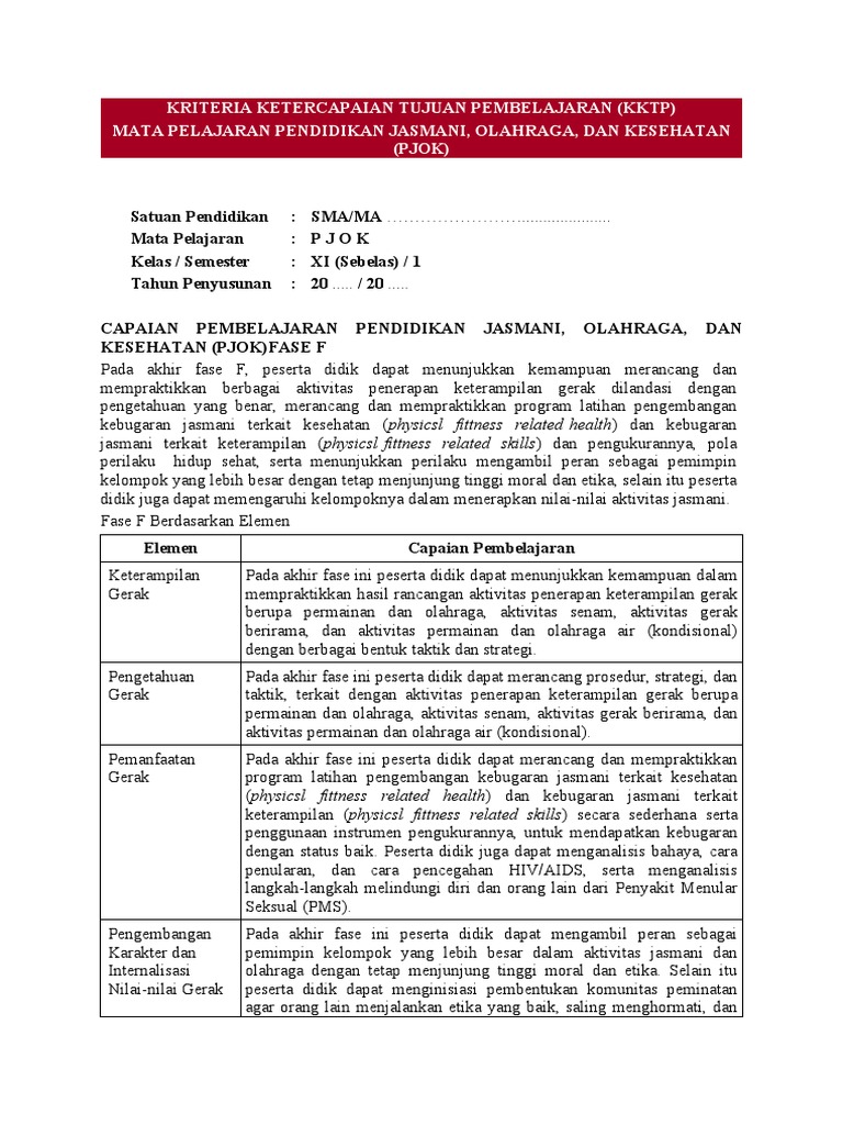 KKTP - Pjok 11 | PDF