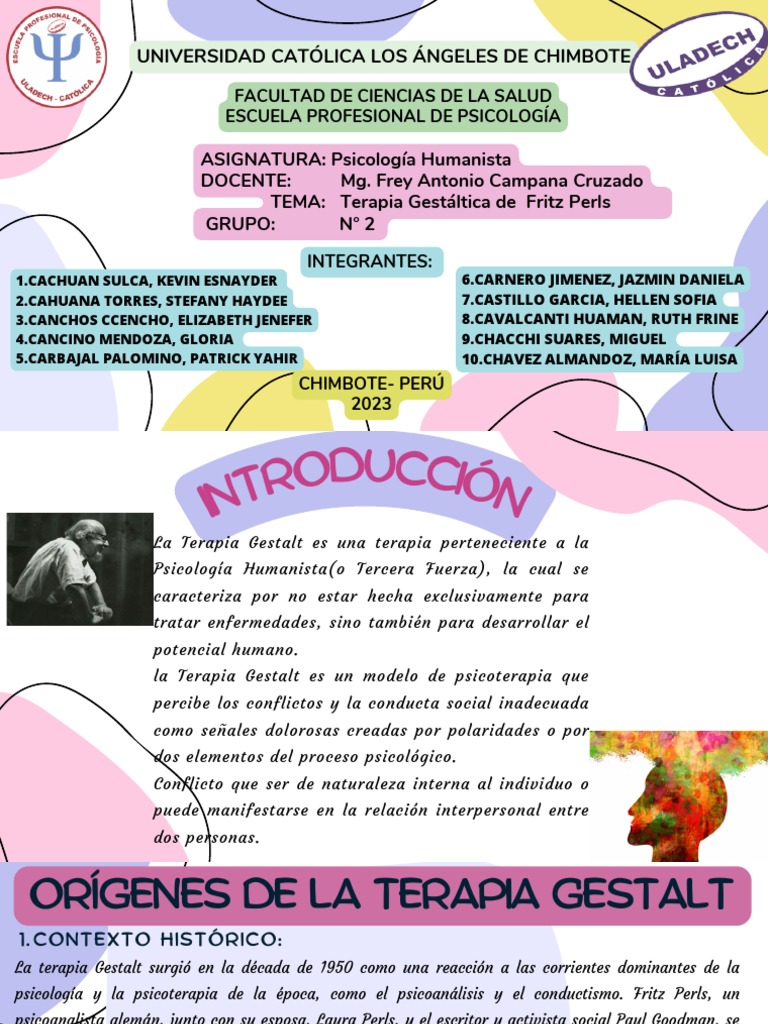 GRUPO N°02 Exposición Sobre Terapia Gestáltica de Fritz Perls | PDF | Terapia Gestalt | Psicoterapia