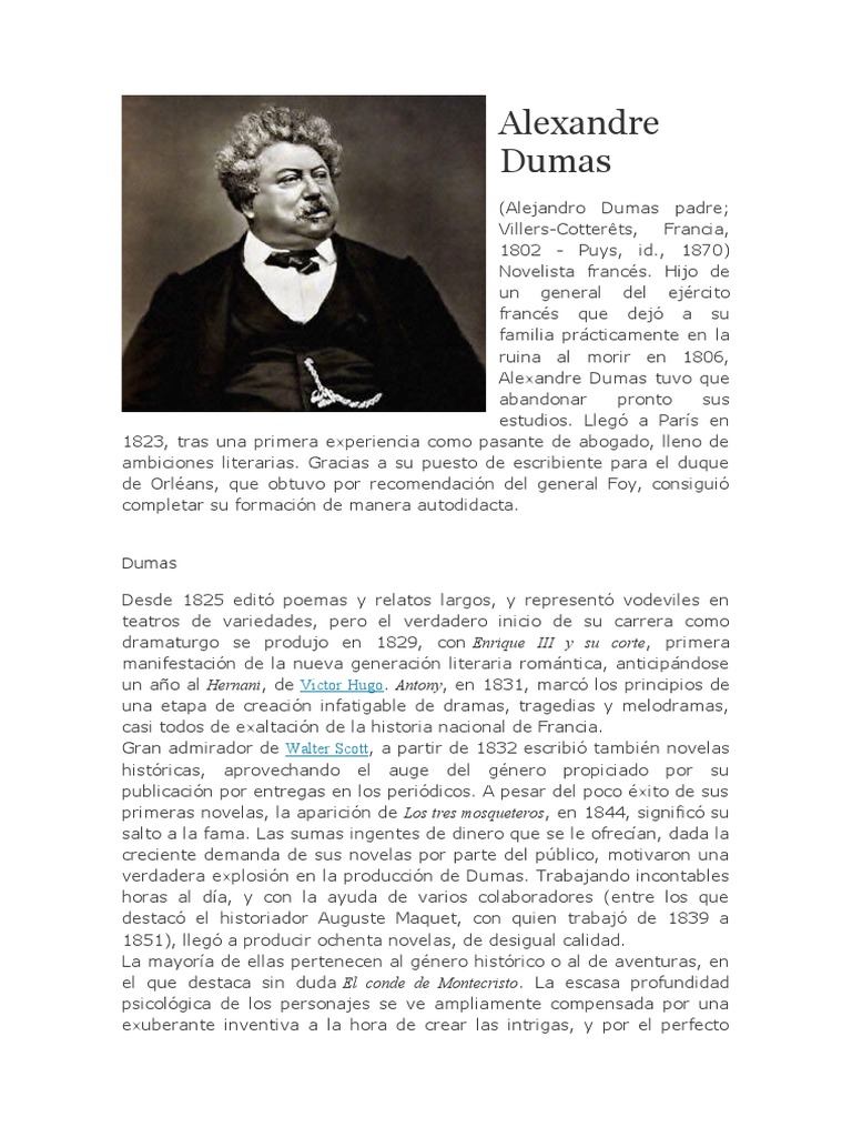 Alexandre Dumas BIOGRAFIA | PDF | Alexandre Dumas