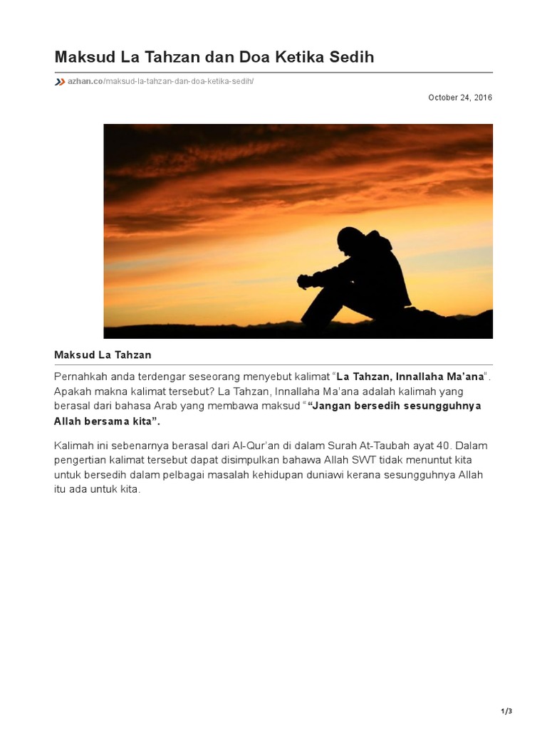 azhan.co-Maksud La Tahzan dan Doa Ketika Sedih | PDF