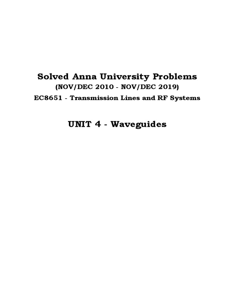 Waveguide Problems for EC Students | PDF | Waveguide | Wavelength
