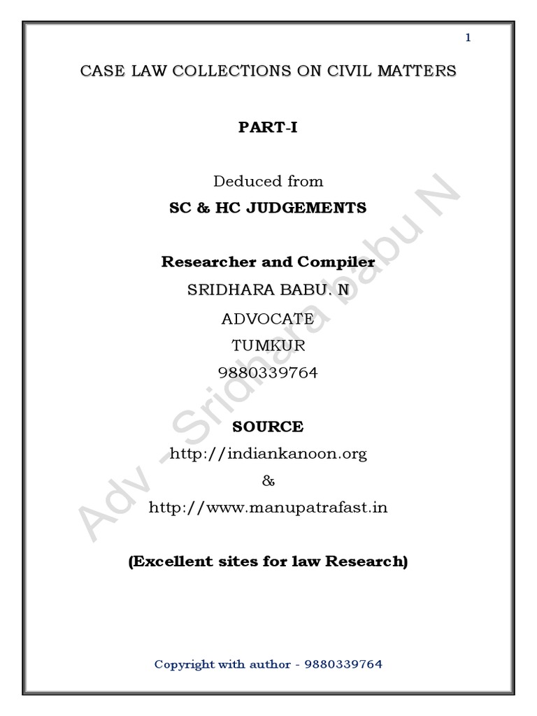 Case Law Collection On Important Civil Matters | PDF