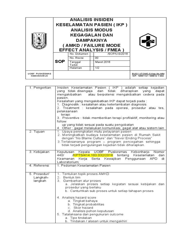 Sop Analisis Ikp Fmea | PDF
