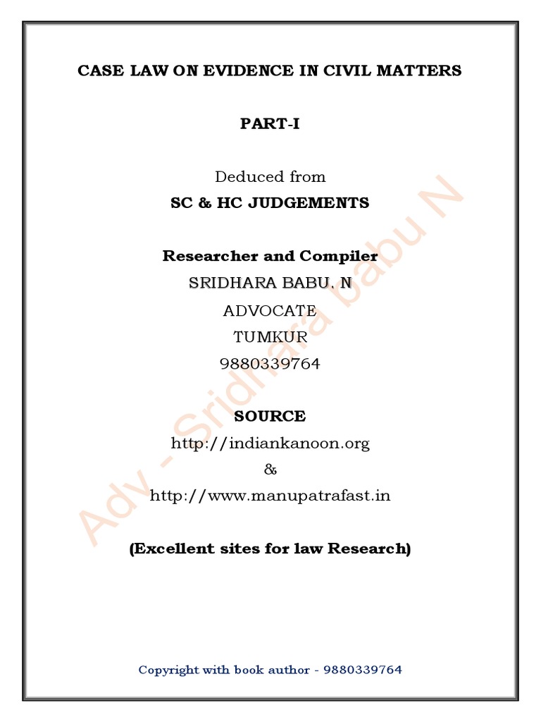 Case Law On Evidence in Civil Matters | PDF | Evidence (Law) | Affidavit