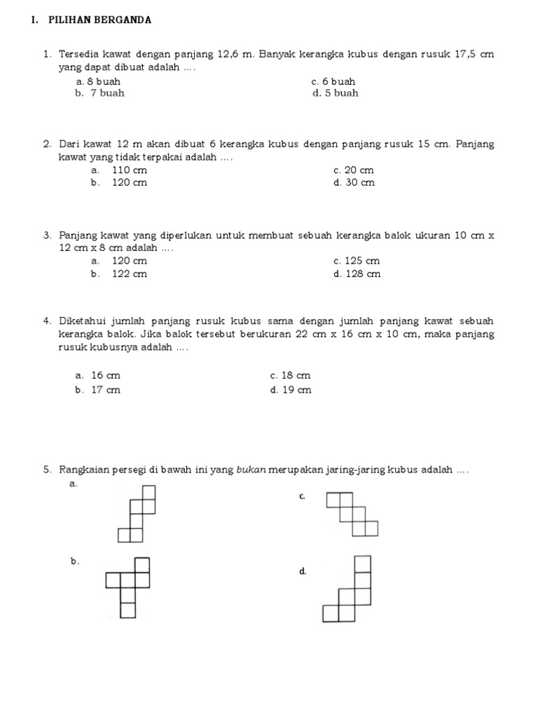 Kisi-Kisi Kelas 8 Math | PDF | Metode & Bahan Ajar