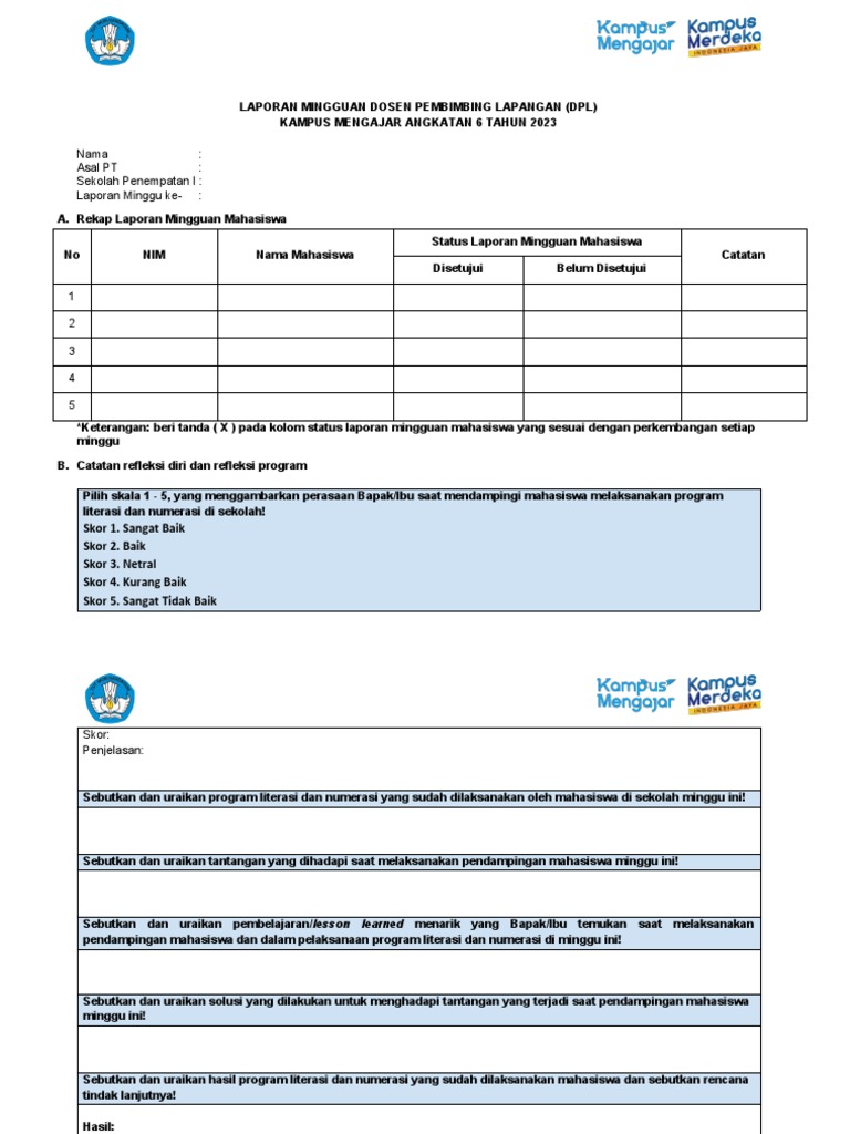 Laporan Mingguan DPL KM 6 | PDF