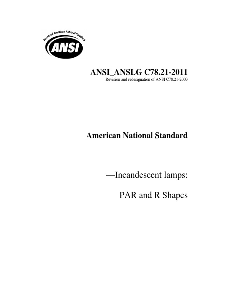 Ansi Anslg C78.21-2011 | PDF