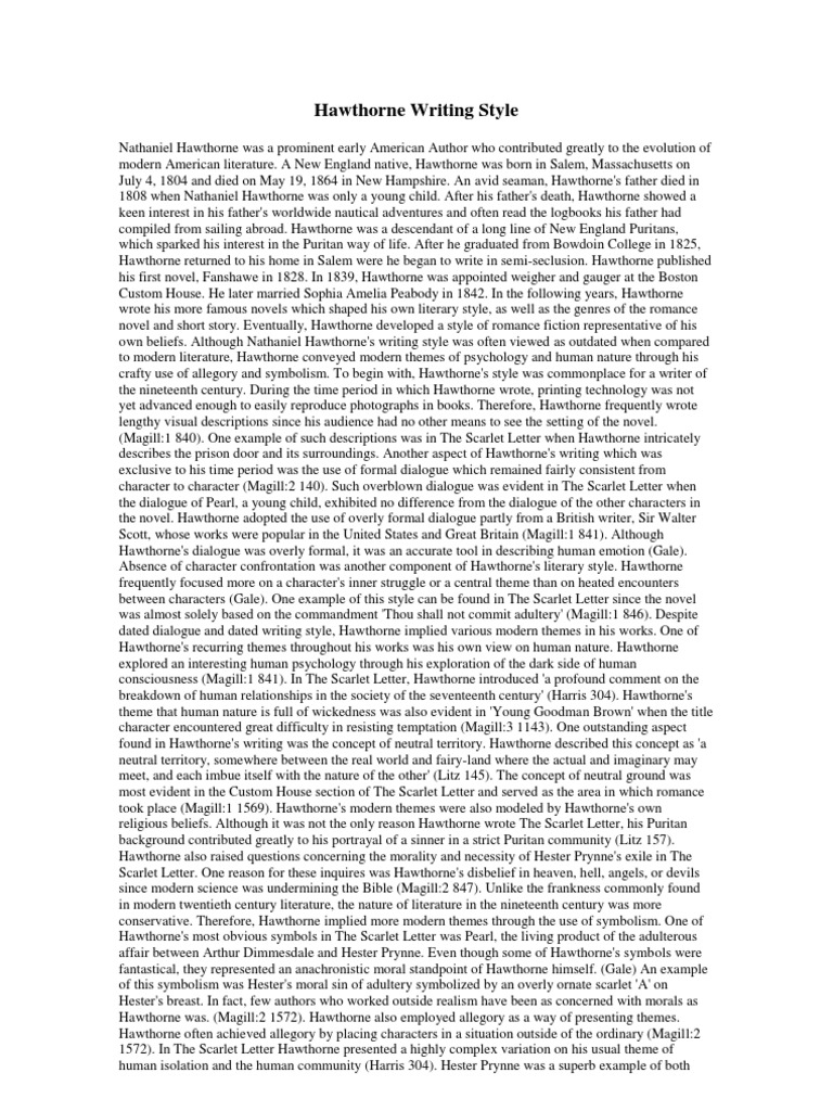 Hawthorne Writing Style | PDF | Nathaniel Hawthorne | The Scarlet Letter
