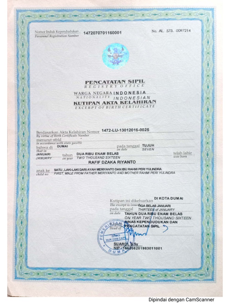 4124 2023 08 11 200707 2499 Akta - Anak Akta - Rafif | PDF