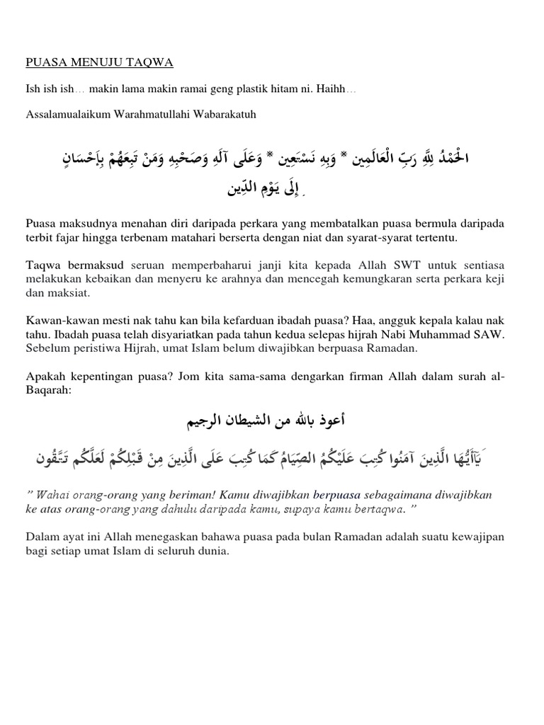 Teks Mimbar Daie - SMK KG Bahagia - Zuhdi KBs | PDF