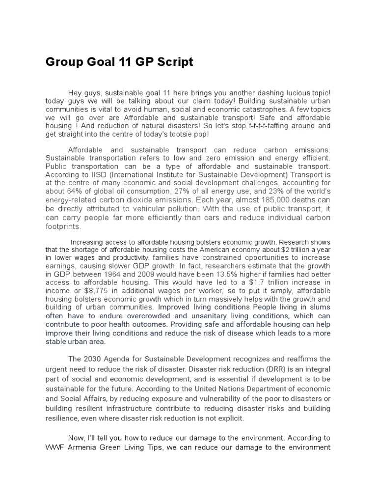 GP Podcast Script FINAL | PDF | Sustainable Transport | Economic Growth