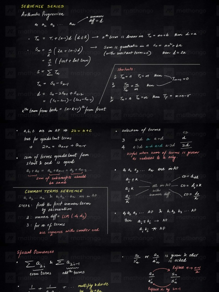 (For Dark Mode) Sequence Series Formula Revision Sheet by Anup Sir ...