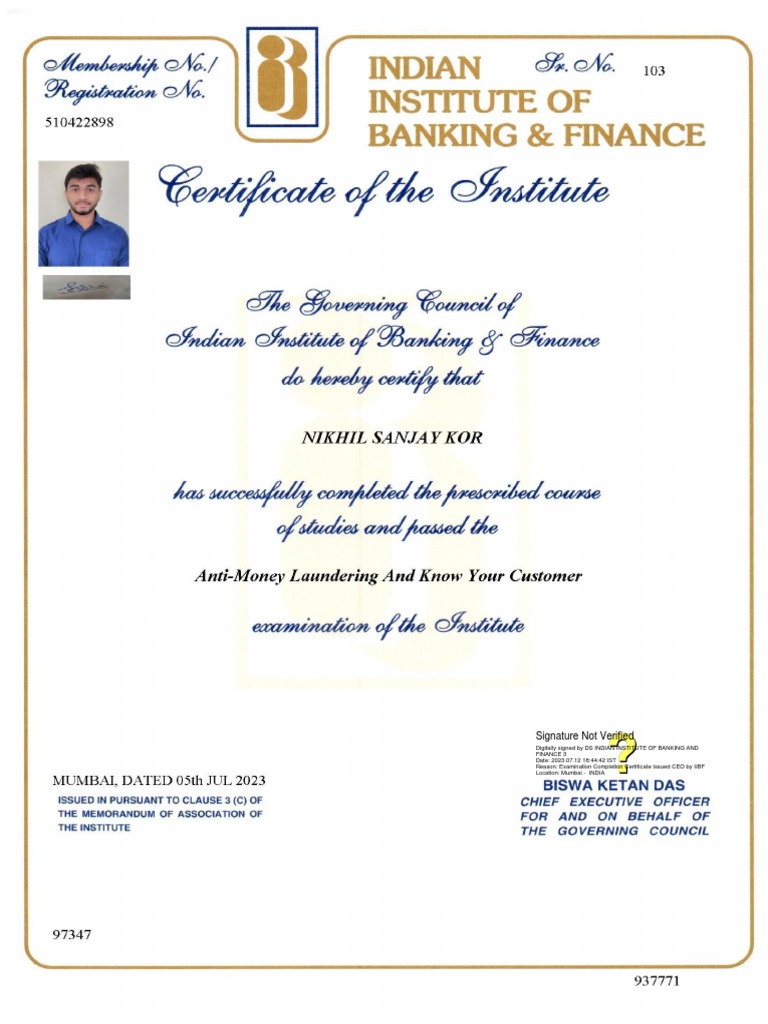 Aml & Kyc Certificate | PDF