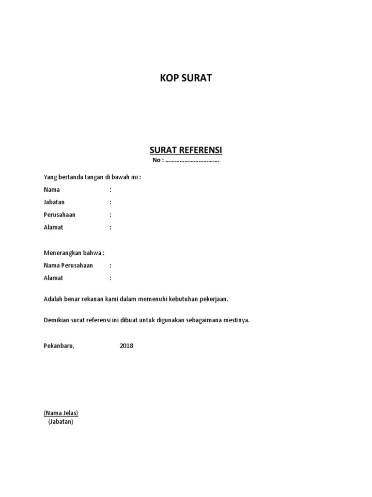 Draft Surat Referensi Rekanan Rsia Budhi Mulia | PDF