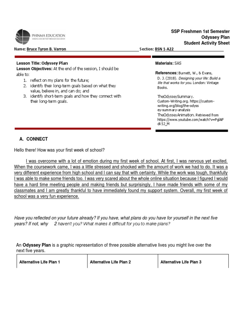 SSP SAS1 Odyssey-Plan Varron-Bruce-Tyron | PDF | Goal | Psychology