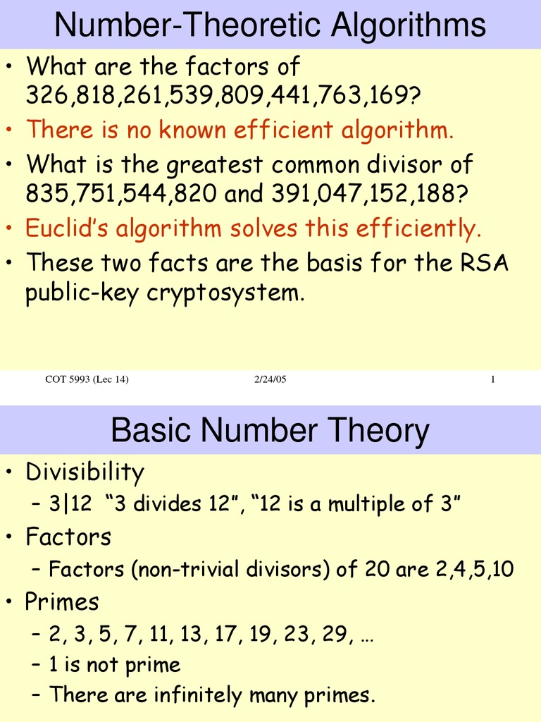 06 Number Theory and RSA | PDF | Prime Number | Key (Cryptography)