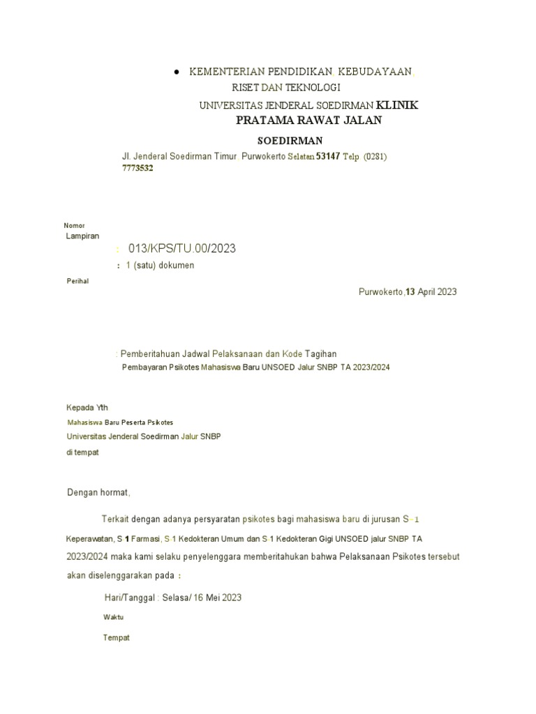 Pemberitahuan Jadwal Pelaksanaan Dan Kode Tagihan Pembayaran Psikotes ... Pemberitahuan Jadwal Pelaksanaan Dan Kode Tagihan Pembayaran Psikotes ...