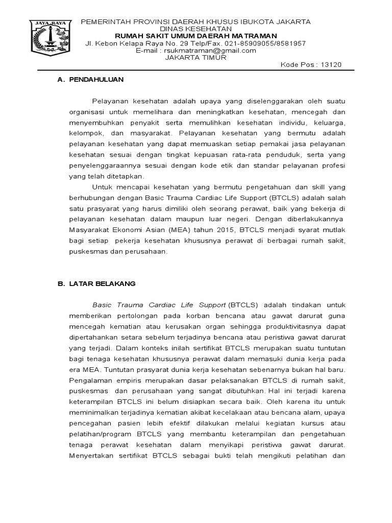Pelatihan BTCLS RSUD Matraman | PDF