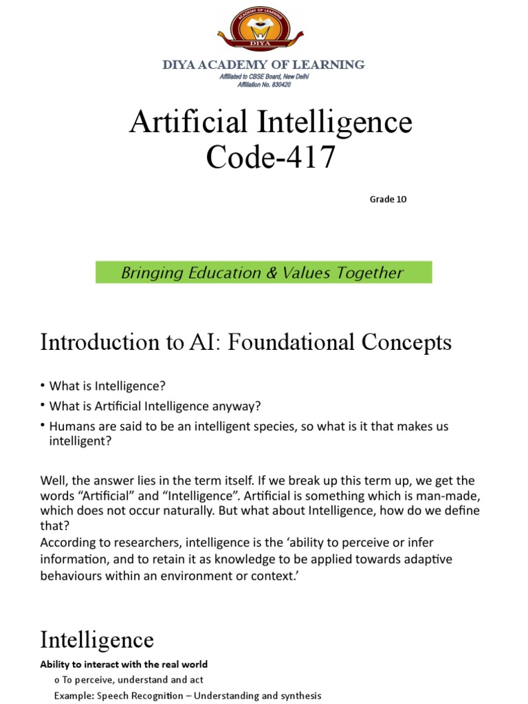 AI-417-Intro and Project Cycle | PDF