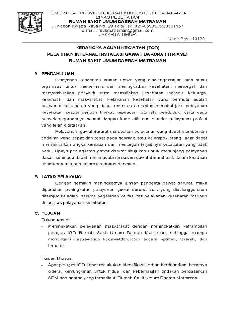 Tor Pelatihan Internal Triase Dasar | PDF | Sains & Matematika