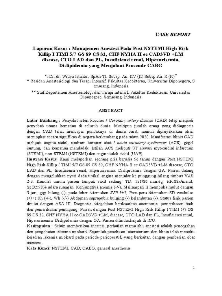 CASE REPORT_NSTEMI CAD CABG | PDF