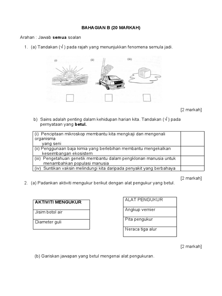 Sains Tingkatan 1 Bahagian B Pdf