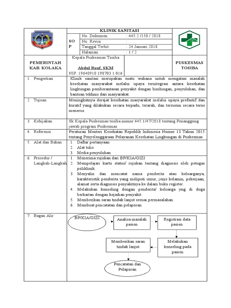 Sop Klinik Sanitasi | PDF