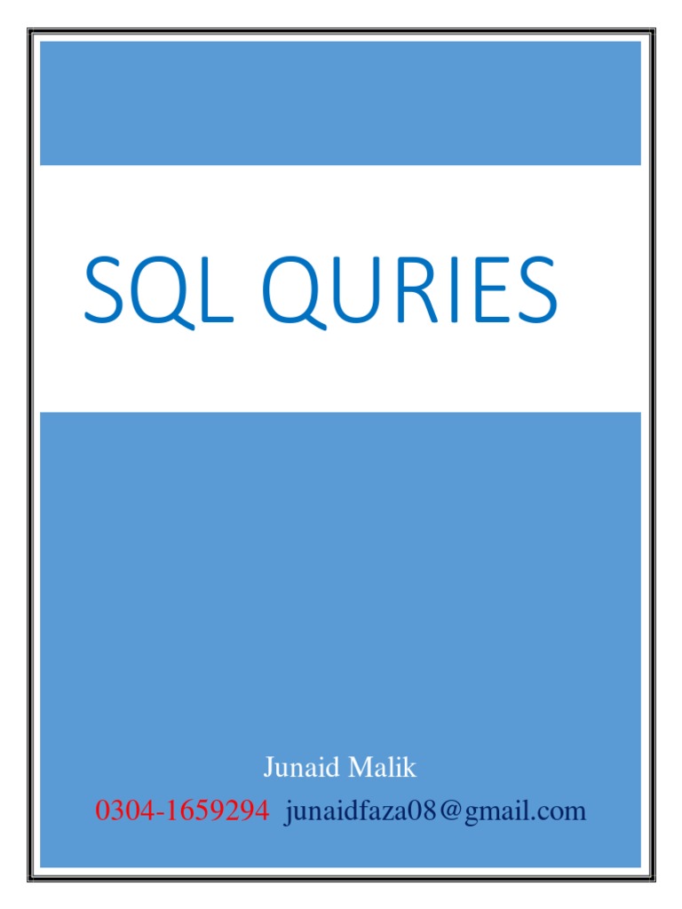 Cs403 SQL Quries by Junaid | PDF