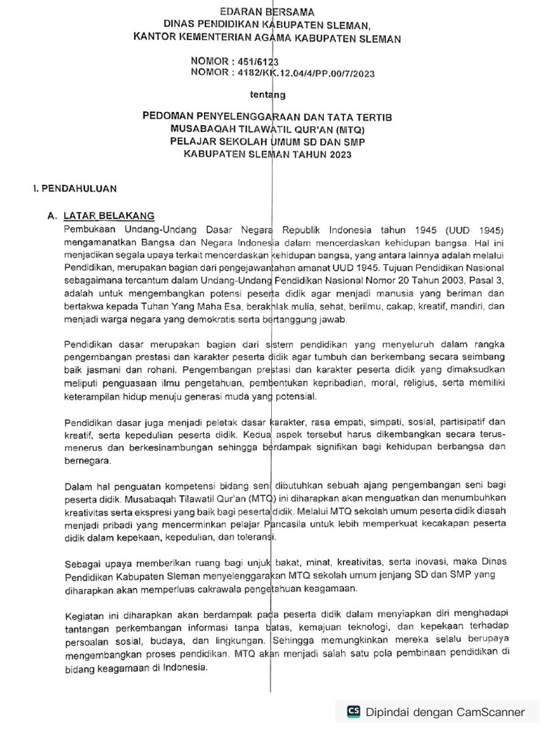 Pedoman MTQ Pelajar | PDF