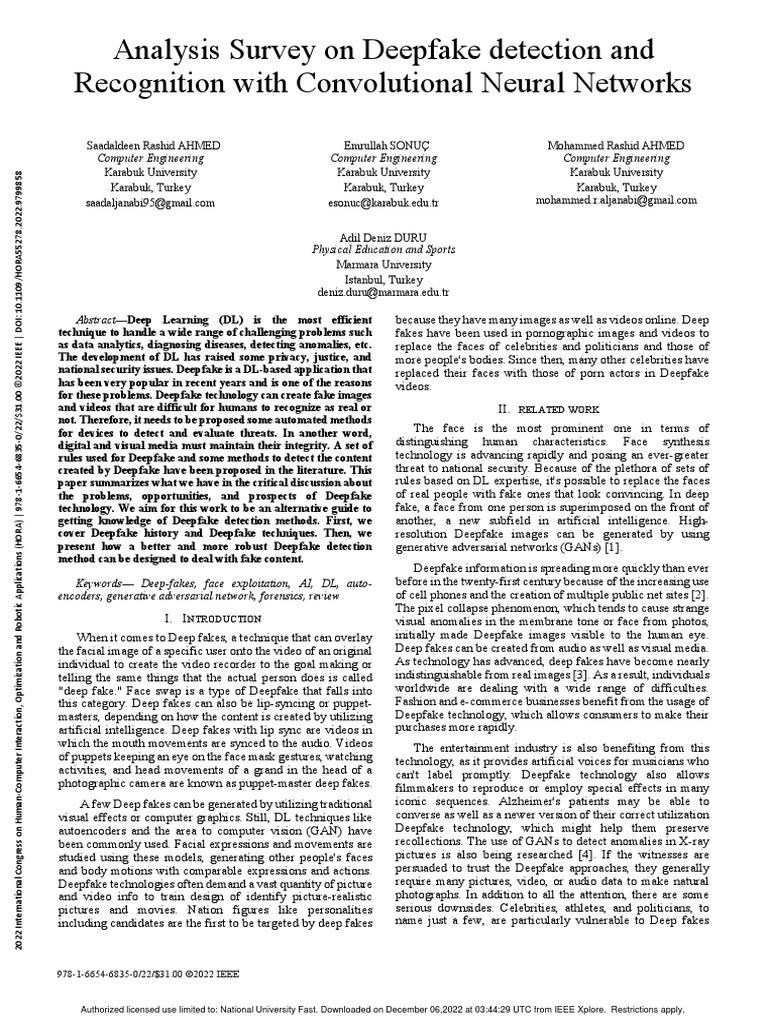 Analysis Survey On Deepfake Detection | PDF