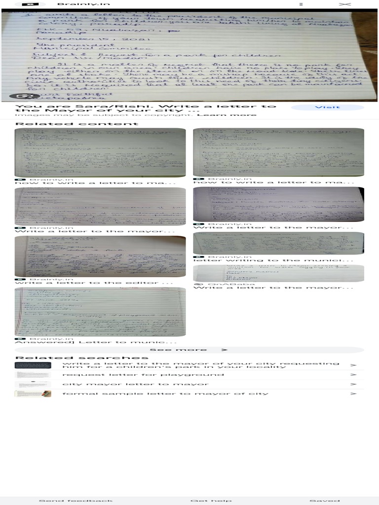 Write A Letter To The Mayor of Your City Requesting Him For A Children ...