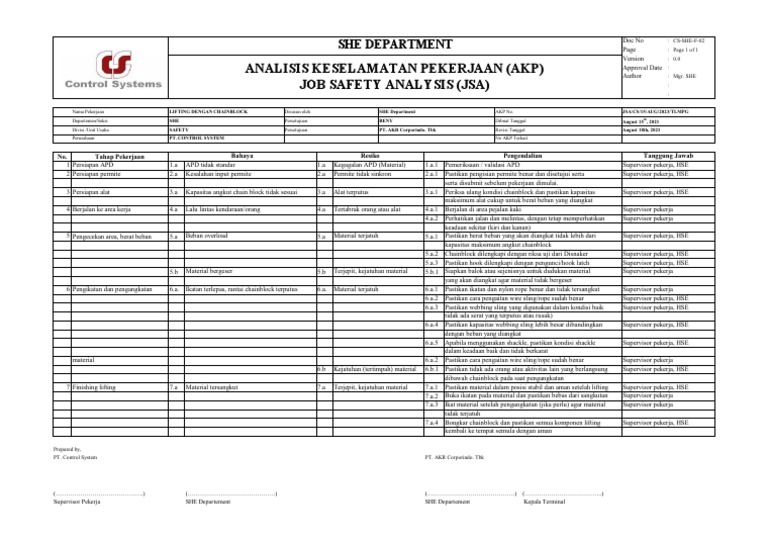 JSA LIFTING WITH CHAINBLOCK Revised | PDF