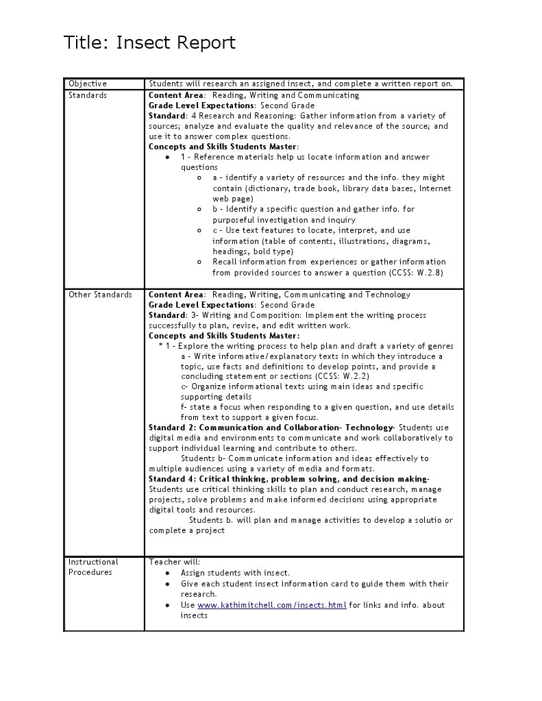 Second Grade Insect Research Report | PDF | Communication | Information