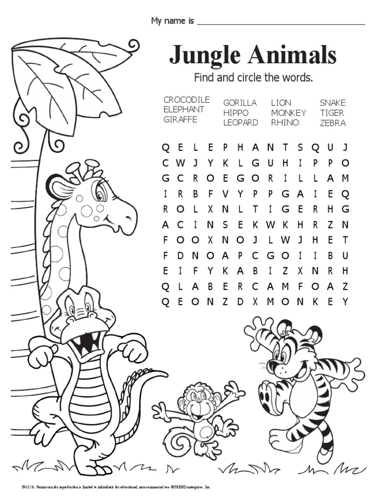 E4115A Jungle Animals Word Find Free Printable1 | PDF