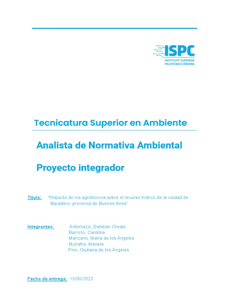 Grupo 1 - Proyecto Ispc Recursos Hidrícos 2023 | PDF | Agua | Pesticida