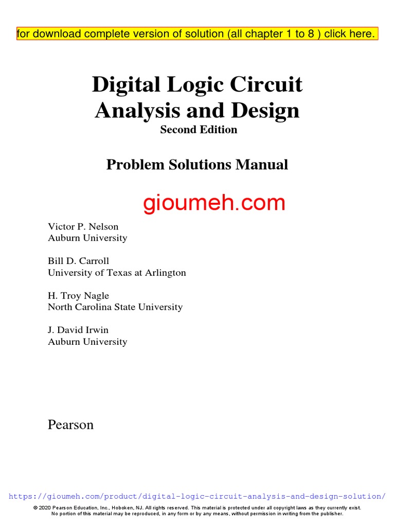 Digital Logic Circuit Analysis And Design Nelson 2nd Edition Solution