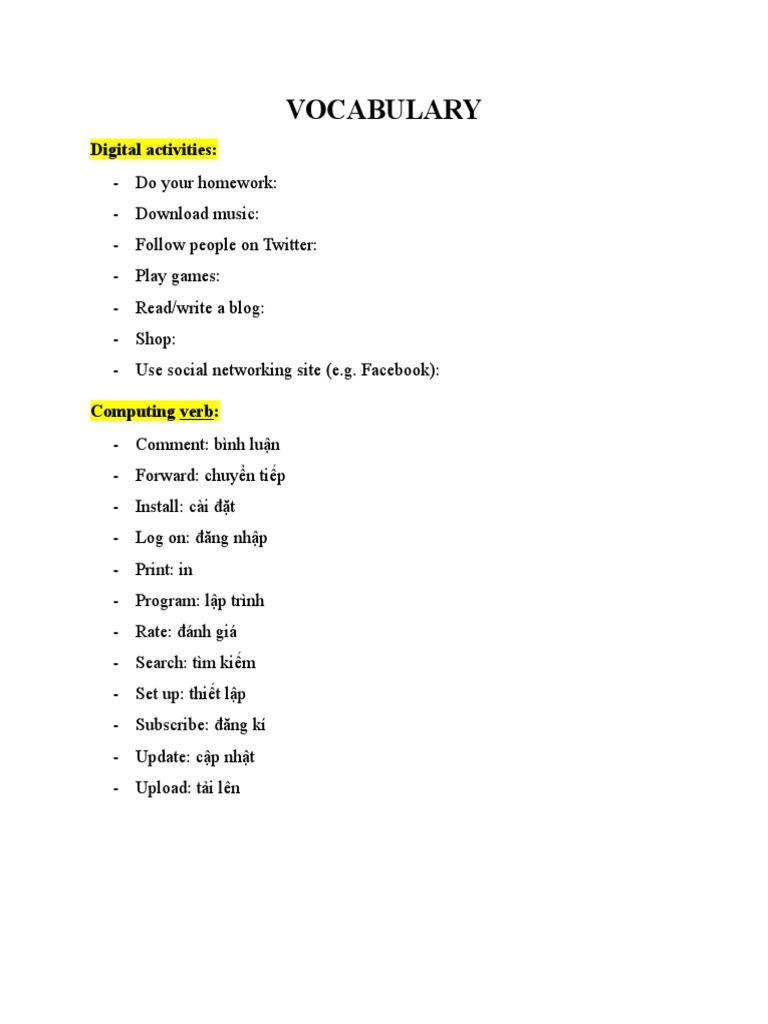 Vocabulary + Grammar U5 | PDF