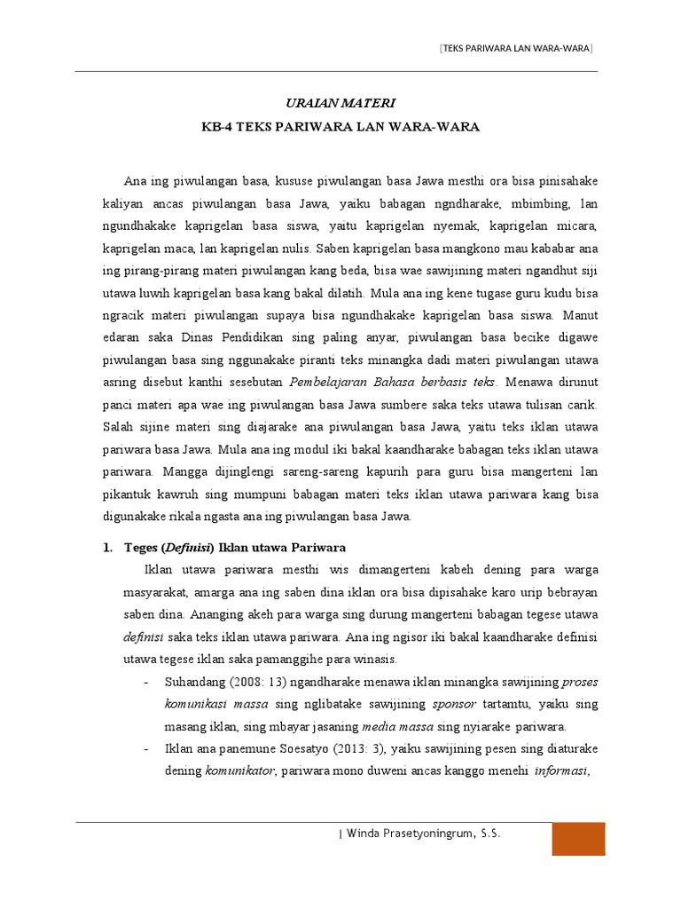 Materi Pariwara Lan Wara-wara | PDF