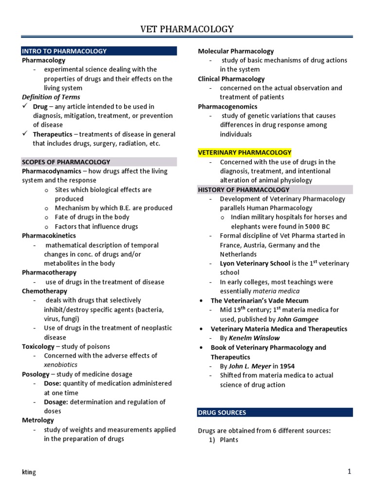 Vet Pharmacology 1 Notes | PDF | Receptor Antagonist | Ligand ...