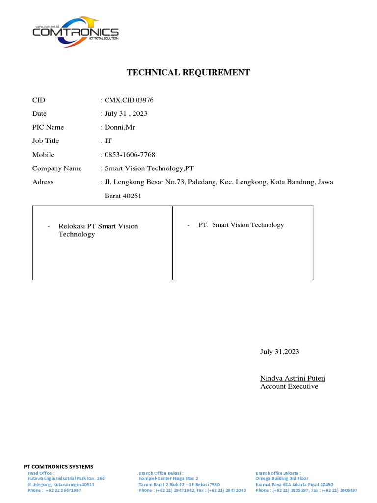 TR Smart Vision Relokasi | PDF
