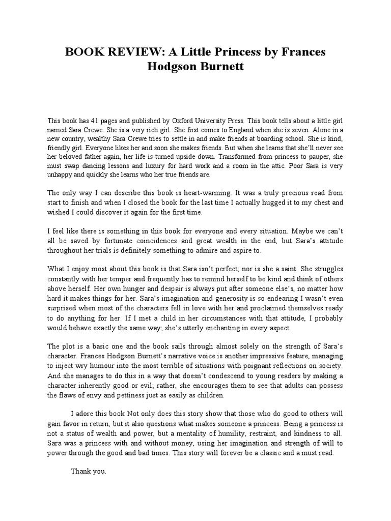 Book Review A Little Princess | PDF